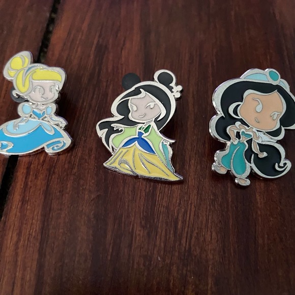 Disney | Accessories | Disney Princess Cutie Stylized Three Set Pin ...